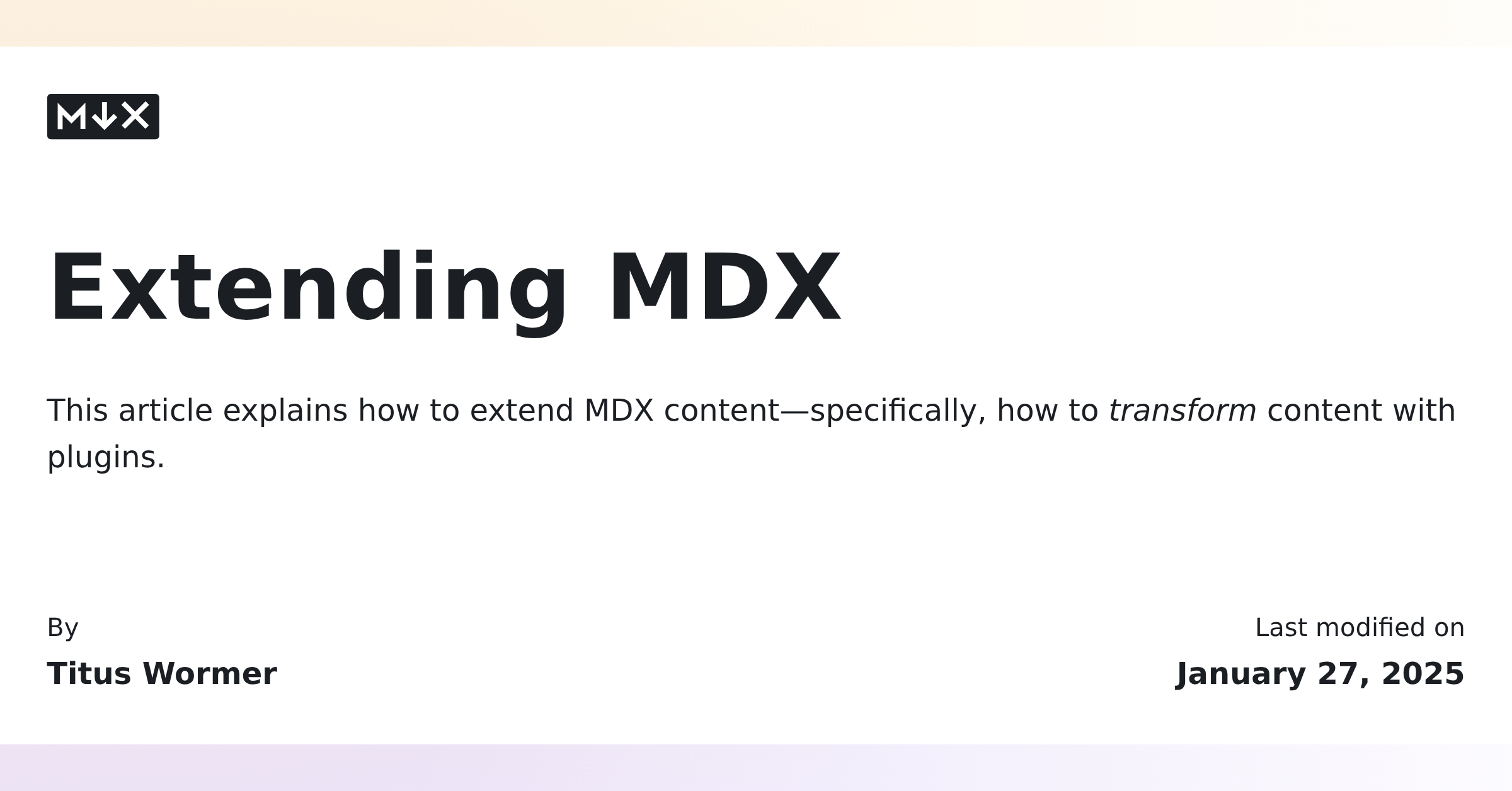 Extending MDX | MDX