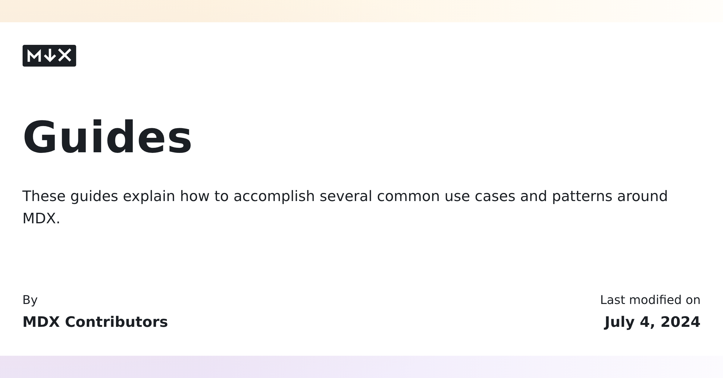 Guides | MDX